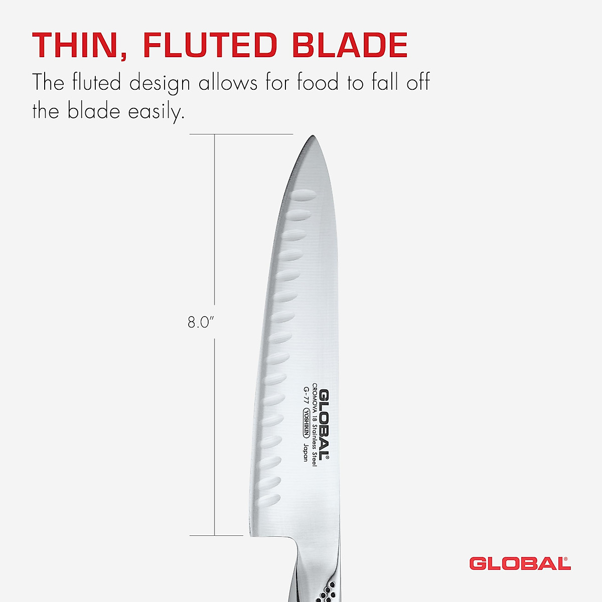 Global Chef's Knife-Granton, 8", Silver