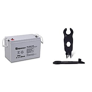 Renogy Deep Cycle AGM Battery 12 Volt 100Ah for RV, Solar Marine and Off-grid Applications & Solar Panel Connector Assembly Tool