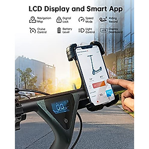 Atomi Alpha Electric Scooter Adults, 650W Motor Electric Scooter with 25 Miles Long Range, 19 Mph Speed, Colorful Ambient Lights, Combination Lock, Smart App, Folding Portable Adults Electric Scooter