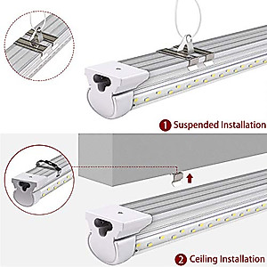 (10 Pack) 8FT LED Shop Light, 100W 13000LM 6000K, Super Bright White, T8 LED Tube Light, No RF & FM Interference Linkable Shop Light, 8 Foot LED Shop Lights for Garage, Shop, Hardwired Installation