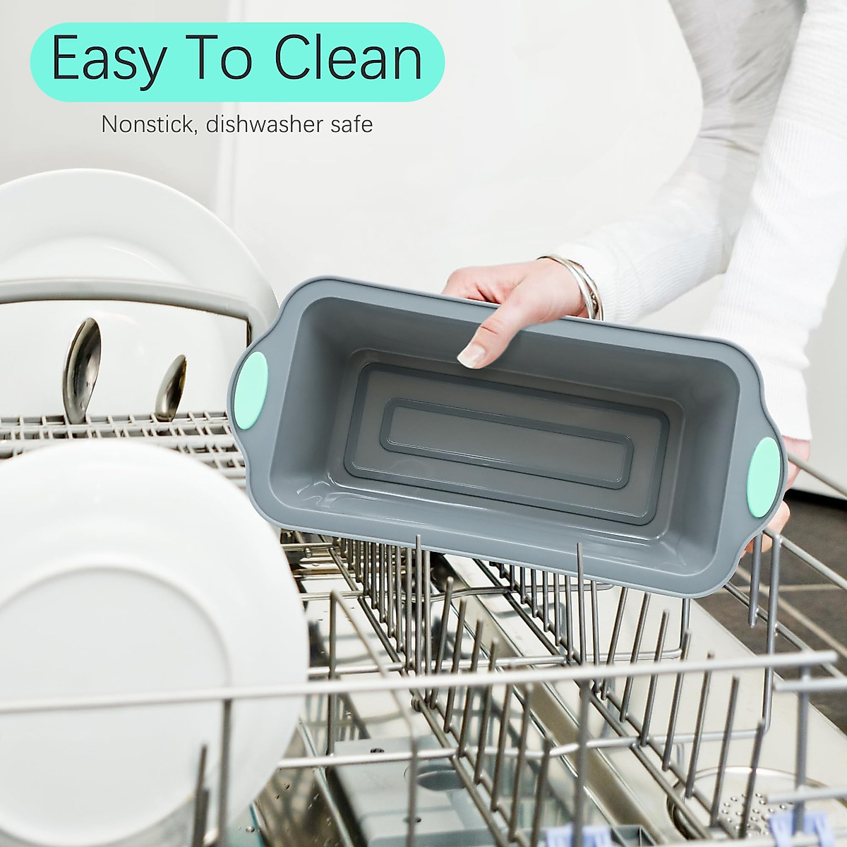 To encounter 9 Inch Silicone Bread and Loaf Pan, 2 Pack Food Grade Nonstick Silicone Molds for Baking Banana Bread, Meat Loaf, Pound Cake, with Metal Reinforced Frame More Strength