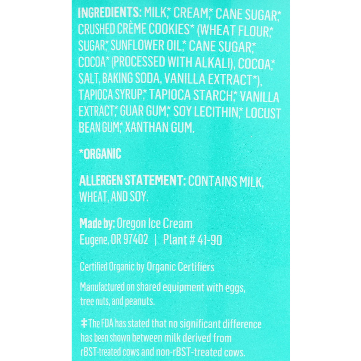 Alden's, Organic Cookies & Cream Ice Cream, 48 oz (Frozen)