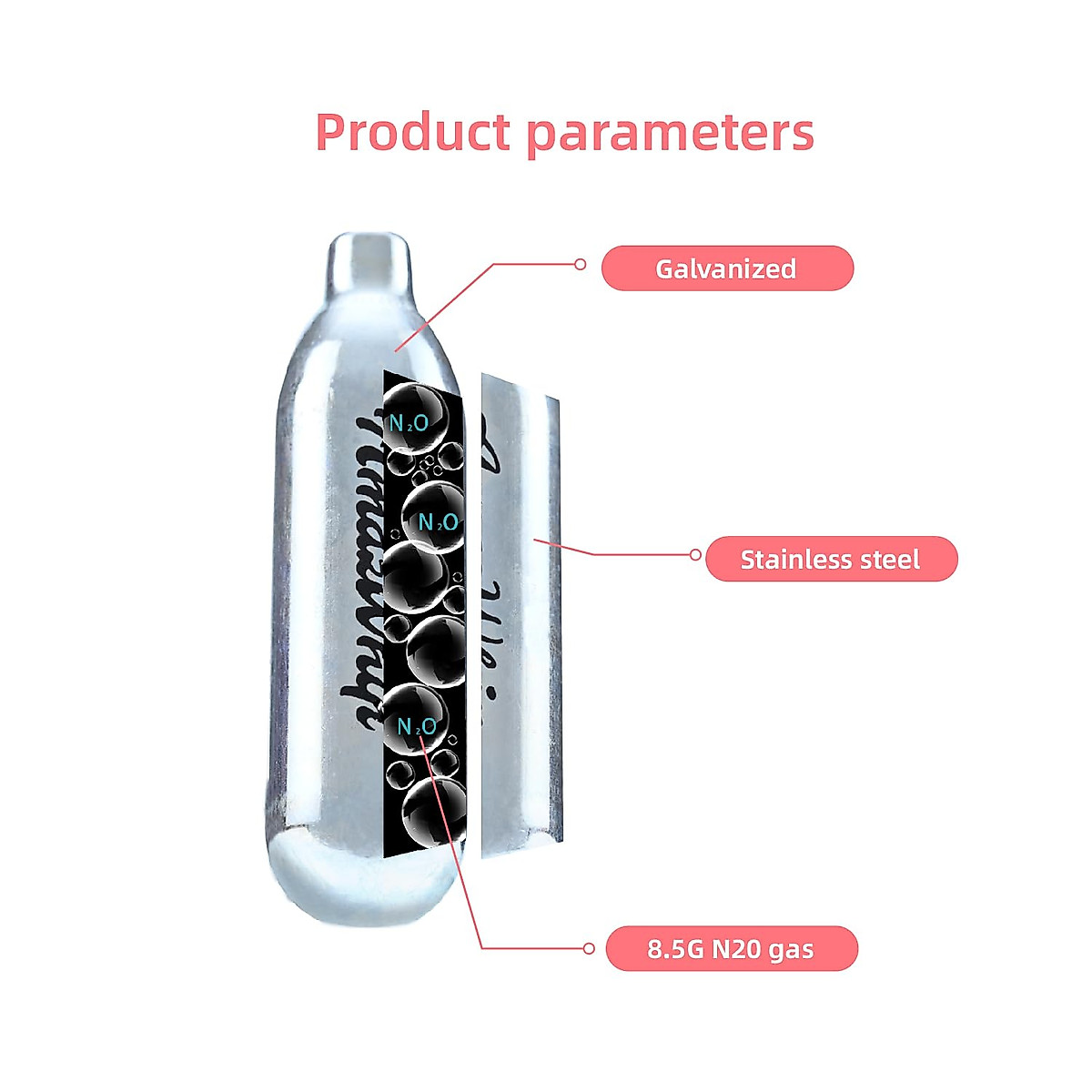 AmazWhip 8.5g Cream Chargers, Whipped Cream Cartridge PACK OF 50 For Whip Cream Charger Dispensers (50 pack)