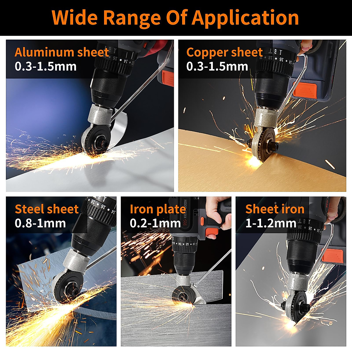 YOMIGA New Metal Nibbler Drill Attachment, Strengthened Electric Drill Plate Cutter Attachment, DIY Metal Drill Attachment, Sheet Metal Knife for Cutting Iron,White Sheet,Steel,Copper,Aluminum