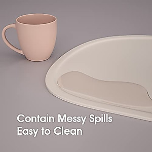 Cuddle Campus Silicone Placemat with Raised Edges for Kids,Toddlers,Babies, Non-Slip Table Setting Placemat for Dining,Come with String for Storage, (Buttercream)