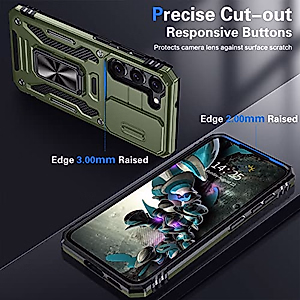 GOLDJU for Samsung Galaxy S23 Case, [4 in 1] Galaxy S23 Case with [2P Tempered Glass Screen Protector] & [Metal Ring Kickstand] Rugged Full-Body Protection Case for Samsung S23 6.1'' (Green)