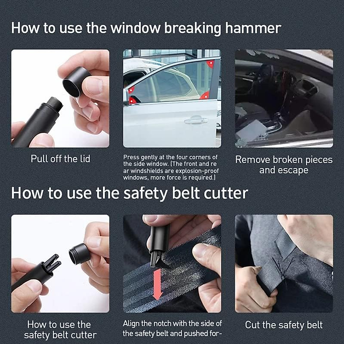 Safehammer, Safehammer Glass Breaker, Safe Hammer Glass Breaker, Safe Hammer Glass Breaker Under Water, Safehammer Glass Breaker For New Cars (Red)