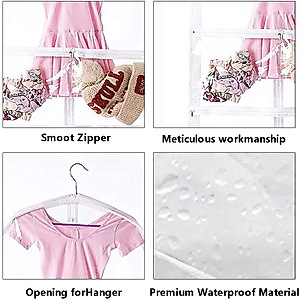 3 Packs Clear Kids Dance Costume Garment Bags,Garment Bag 35 Inch for Dance Competitions,Foldable Travel Storage Cover Bag with 3 Zipper Pockets