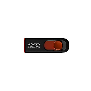 A-DATA TECHNOLOGY C008 16GB USB 2.0 Retractable Capless Flash Drive, Black/ Red (AC008-16G-RKD)