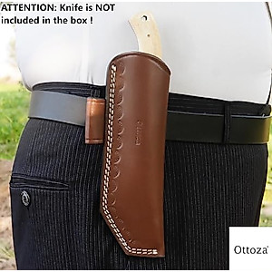 Ottoza Handmade Leather Knife Sheath SIDE DRAW Knife Sheath - Bushcraft Knife Sheath - Hunting Knife Sheath - Survival Knife Sheath - Vertical Knife Sheath Dark Brown TOP GRAIN LEATHER No:206