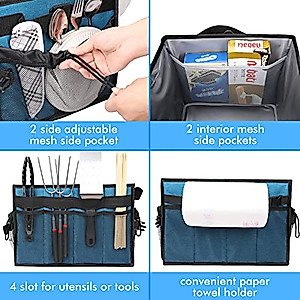 Large Grill and Picnic Caddy, Equipped with Paper Towel Holder, Condiments, Barbecue Utensils, Plate, Easy Carry Griddle Caddy, Must Haves for Outdoors Tailgating Accessories, Camper, Travel, Car, RV