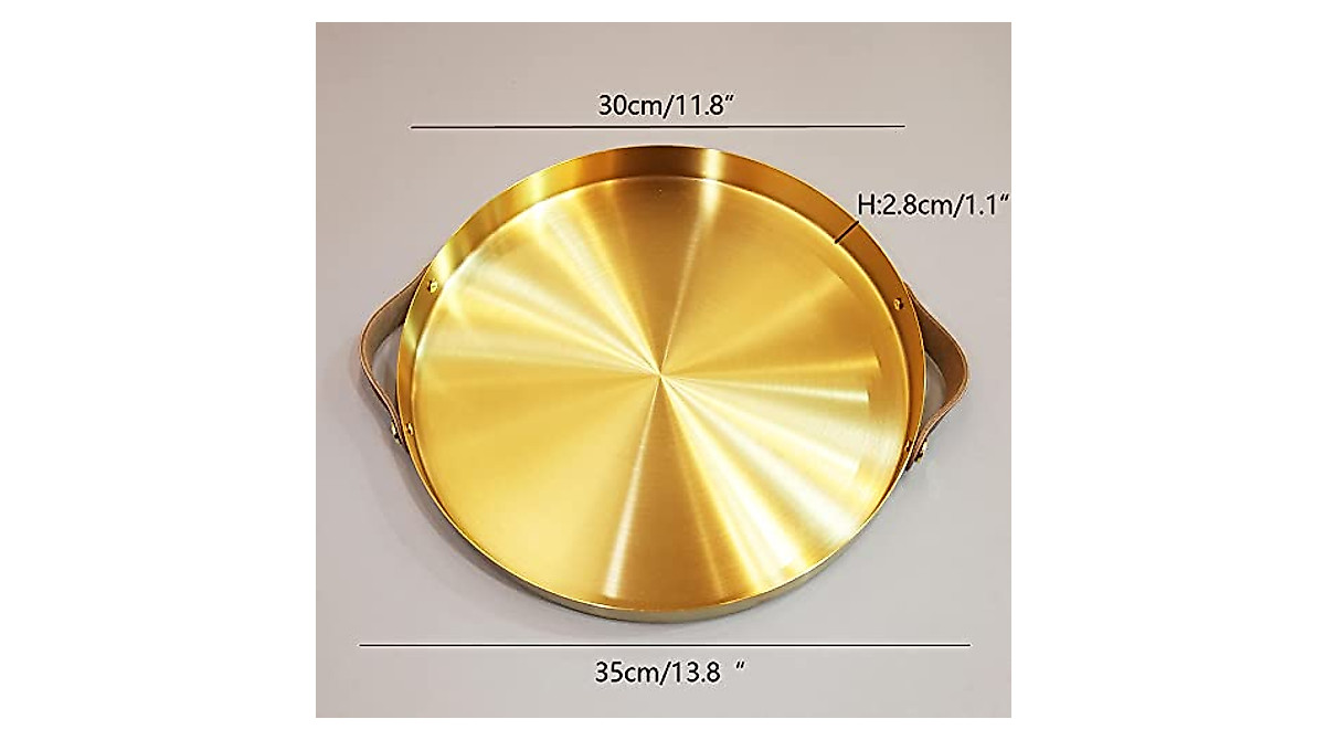 12-Inch Gold Serving Tray with Handles – Elegant Vanity & Decor