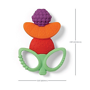 Infantino Lil' Nibbles Textured Silicone Teether -Sensory Exploration and Teething Relief with Easy to Hold Handles, Multicolor Fruit Kabob