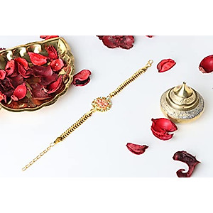 CHERKRAFT Rakhi for Brother Floral Fancy Rakhi Thread for Men/Boy Raksha Bandhan (Design 4, Standard)