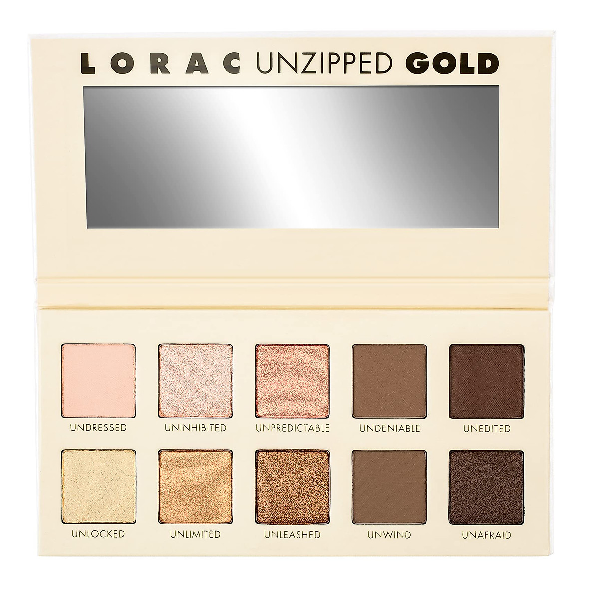 LORAC Unzipped Matte & Glitter Eyeshadow Palette, Gold | Cruelty Free, Gluten Free, Vegan