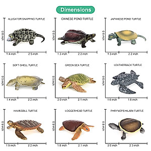 Volnau Mini Sea Turtle Figures 14PCS Animal Toys Figurines for Kindergarten Toddlers Kids Ocean Sea Creature Cake Topper Pack