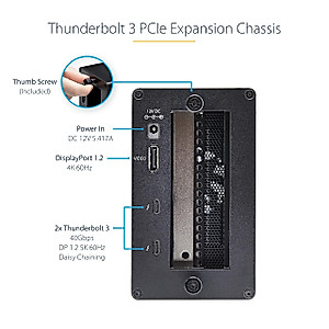 StarTech.com Thunderbolt 3 PCIe Expansion Chassis, External Enclosure With One PCI Express Slot for Laptops / Desktops, TAA