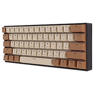 PUSOKEI Mechanical Keyboard 61keys, Compact Color Mixing Light Ergonomics Key Line Separation Type C Gaming Keyboard, Coffee A, Full Key Without Punch, for Win XP/7/8/10(Green axis)