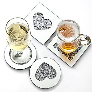 VASUHOME 4PCS Glass Mirrored Coaster Set - 4" Round Cup Mat with Crushed Diamond Decor, Ideal for Bar Tools and Dining Tables Tabletop Decoration