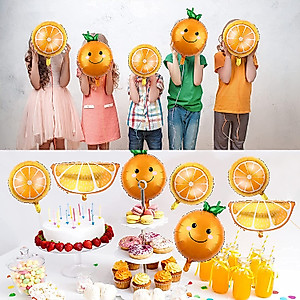 Gejoy 10 Pieces Citrus Balloons Orange Fruit Balloons Cartoon Fruit Aluminum Foil Balloons Jumbo Birthday Tangerine Balloons for Baby Shower Summer Citrus Themed Boy Girl Birthday Party Decor Supplies