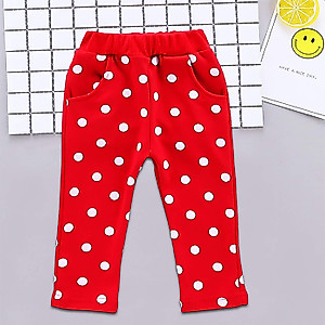 WHBFRG Baby Girl Clothes, 2 Pieces Long Sleeved Cute Toddler Infant Outfits Kids Tops and Pants Set(18-24 Months,Red)