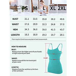 ATTRACO Women Camisole Plain Ladies Tank Tops Bra Packs Stretchy Black Aqua XL