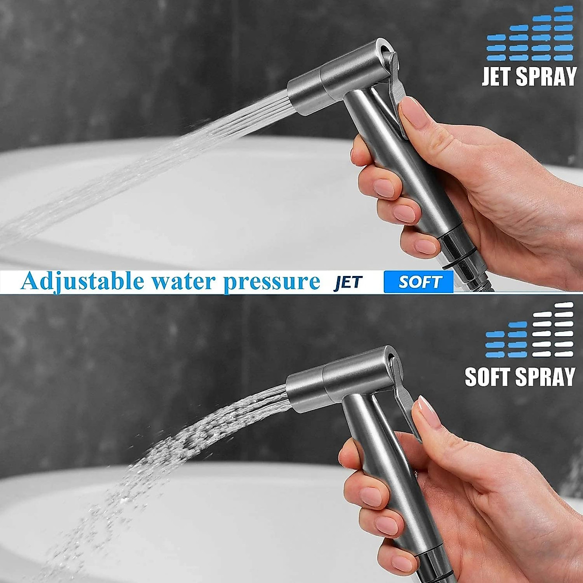 Bidet Sprayer for Toilet,Handheld Bidet Spraye,Cloth Diaper Sprayer Water Kit,Bathroom Hand Held Bidet Shower for Self Cleaning,Stainless Steel and Easy to Install