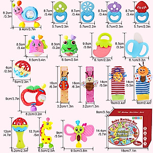 AZEN 18Pcs Baby Toys 3-6 Months, Baby Rattles 0-6 Months, Newborn Infant Baby Toys 0-3 Months, Baby Rattles 0-6 Months, Baby Toys 6 to 12 Months, Baby Boy Girl Gifts Set