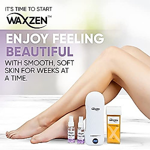 Wax roller kit, Roll on wax kit, WAXZEN digital roll on wax warmer kit, Roll on Wax Warmer for Hair removal, 2 Honey Wax cartridges, 100 pcs strips, Pre and Post Wax Spray