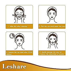 LESHARE 24K Gold Eye Mask for Reduce Dark Circles and Puffiness, Collagen Under Eye Mask and Under Eye Patches for Reduce Wrinkles, Refresh Your Eyes Skin, 24 Pairs