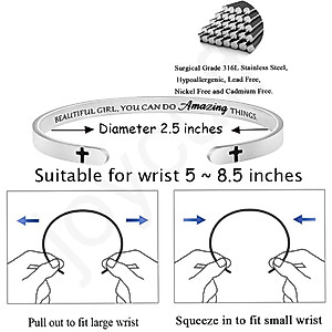 JoycuFF Inspirational Bracelets for Women Birthday Gifts Friendship Gifts for Women Friends Engraved Stainless Steel Cuff Bracelet Christmas Graduation Valentines Day Gift for Her