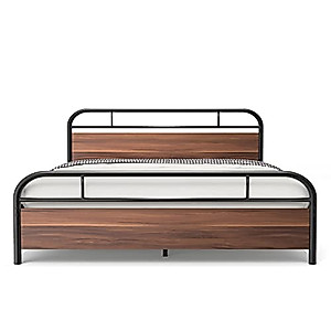 Nazhura Metal Queen Size Bed Frame Steady Platform with Engineered Wooden Headboard/Footboard (Queen)
