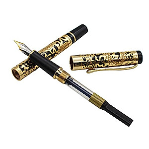 Gullor Advanced Fountain PEN Jinhao 5000 Dragon Year Golden with Black