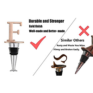 Wine Stoppers, 1 Pack Reusable Wine Bottle Stoppers Stainless Steel Letter Wine Stopper - Food Grade Silicone Material Decorative Wine Cork Saver Sealer Plug (Letters-O)