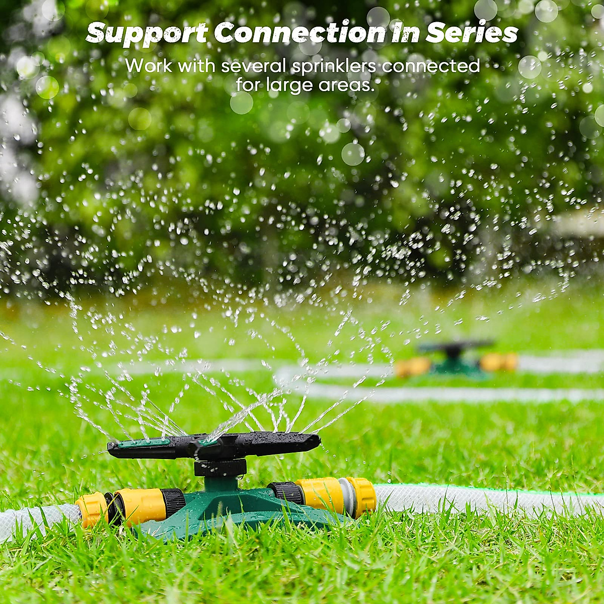 GASREKV Sprinklers for Yard, Lawn Sprinkler, 5-in-1 Garden Sprinkler with 360-Degree Rotation, Large Coverage Area, 5 Arms, Household Automatic Irrigation System for Plants, Green