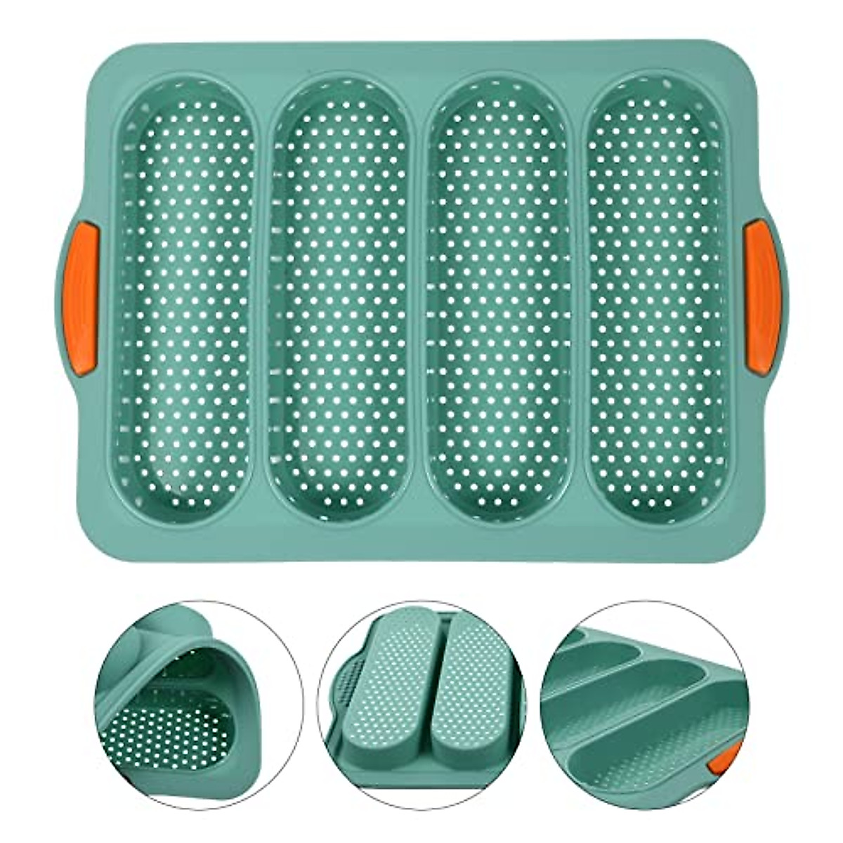 UPKOCH Bake s 2 Pack Silicone Bread Baking Mold Nonstick Baking Pan Baking Tool Kitchen Gadget, Green Silicone Mold French Bread Baking Pan