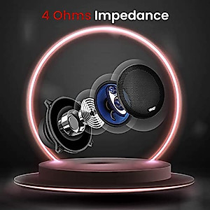 Pyle 5.25” Car Sound Speaker (Pair) - Upgraded Blue Poly Injection Cone 3-Way 200 Watt Peak w/Non-fatiguing Butyl Rubber Surround 100-20Khz Frequency Response 4 Ohm & 1" ASV Voice Coil - Pyle PL53BL