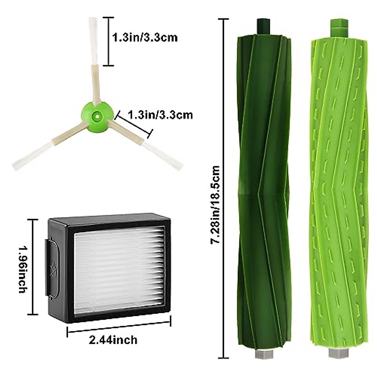 CTIOAOS 9pc Replacement Parts Accessories for iRobot Roomba i3 i3+ i4 i6 i6+ i7 i7+ i8 i8+/Plus E5 E6 E7 J7 I,E &J Series Vacuum Cleaners, 1 set of Roller Brushes & 4 HEPA Filters & 4 Side Brushes