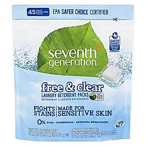 Seventh Generation Laundry Detergent Packs, Free & Clear, 45 Count, 31.7 oz