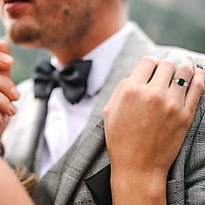 Clara Pucci 2.97ct Emerald Trillion cut 3 stone Solitaire Natural Black Onyx designer Modern Statement Ring 14k Yellow Gold Size 8.5