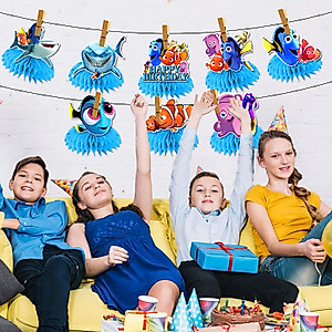 Sea Animal Party Decorations, 8pcs Sea Animal Decorations Honeycomb Centerpieces, Sea Animal Table Decorations,3D Double Side Centerpiece for Birthday Party