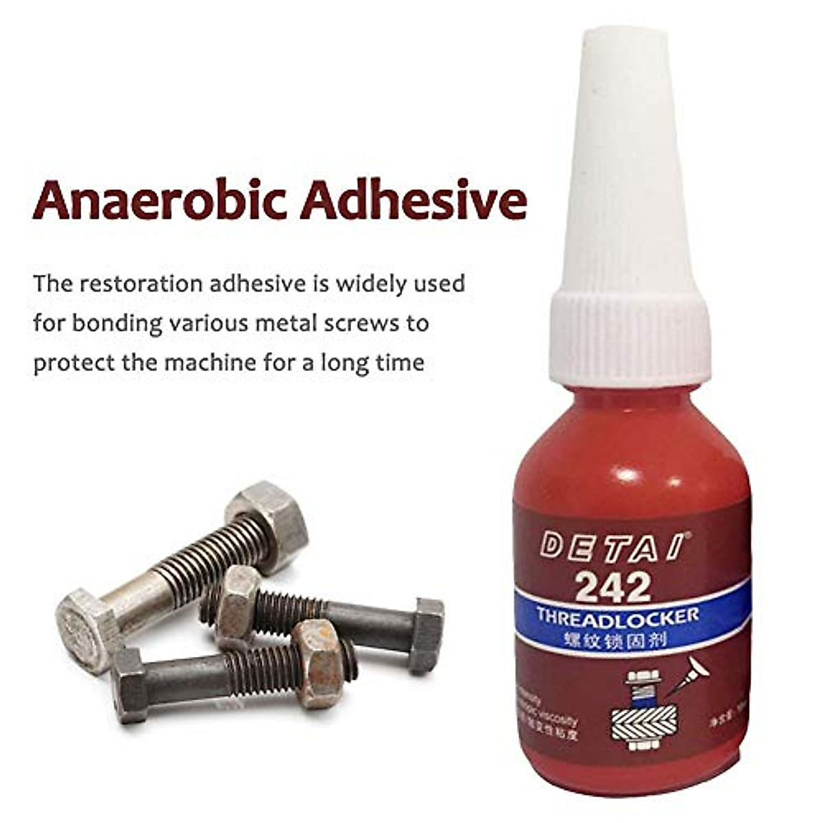 1pc 10g 242 Thread Seal Lock Glue Screw Blue Anaerobic Adhesive, Strength Anaerobic Oil Tolerant Threadlocker, for Bonding Various Metal Screws