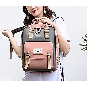 HIQUAY Waterproof Cool Teenage Girls' Backpack Students Backpack Outdoor Daypack - School, Travel, Workbag (pink&grey)