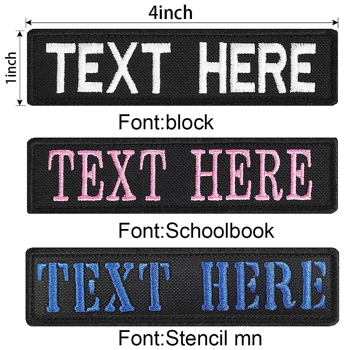 2 Pieces of The Custom Personalized Embroidered Name Patches Hook Fastener,Uniform,Work Shirt,Hat Morale Name Patch, Size is 4"X1"