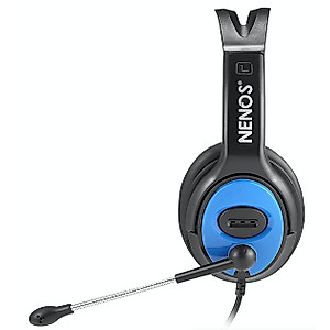 NENOS Computer Headset with Microphone Computer Headphones with Noise-Canceling Microphone Wired Headset for Business Meetings, Online Classes, Webinars Comfortable and Ergonomic