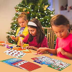 Liliful 148 Pieces 2 Sets Christmas Bingo Games for Large Groups Kids Adults, 96 Players Cards Pack Party Games for Family School Classroom Activities Party Favors Kids Xmas Gifts Bulk