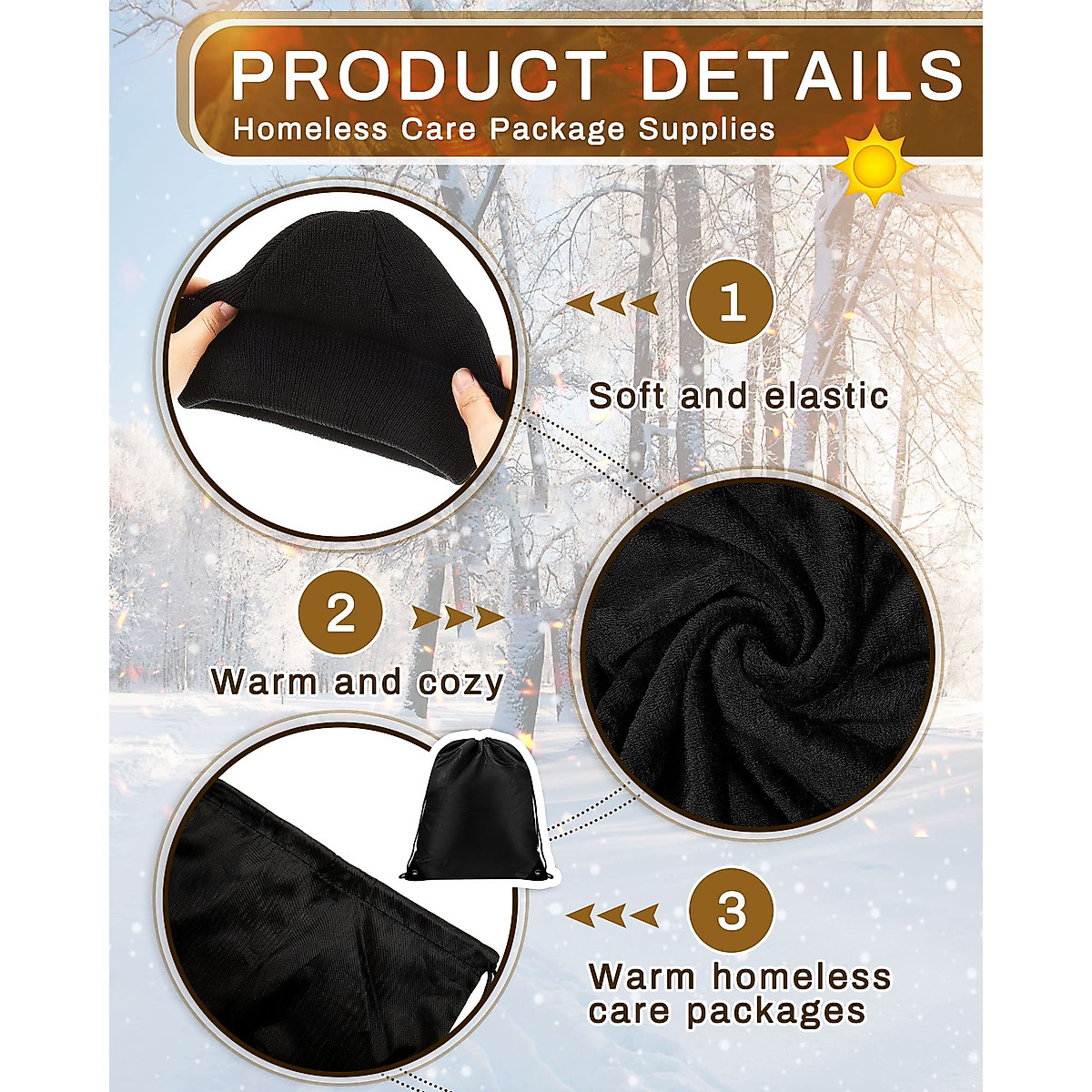 Jecery 72 Pieces Homeless Care Package Supplies Winter Coral Fleece Blanket Gloves Socks Beanies Scarves and Drawstring Bags Bulk for Winter Homeless Care