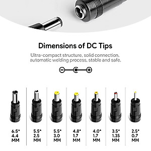 HKY 9V Universal Power Adapter with 7 DC Plugs Fits All Brands Portable DVD Player DBPOWER Sylvania Philips RCA Sony Panasonic Insignia Axion Durabrand LG Toshiba Disney Accurian Audiovox Trutech