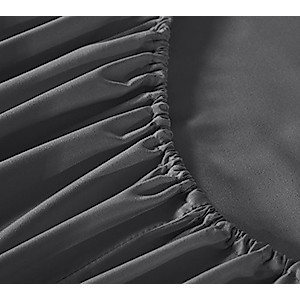 NHNHN Fitted Sheet-Deep Pockets-Soft Microfiber-Easy Care-Shrinkage and Fade Resistant-Fitted Sheets King Size for Girl Woman Teens Kids-Only 1 Fitted Sheet (King,Dark Grey)