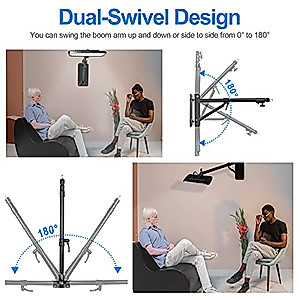 EMART Wall Mounting Triangle Boom Arm for Photography Ring Light Strobe Lighting Softbox Reflector Umbrella Monolight, Max Length 51.2 inches/130cm, Support 180 Degree Rotation (Black)